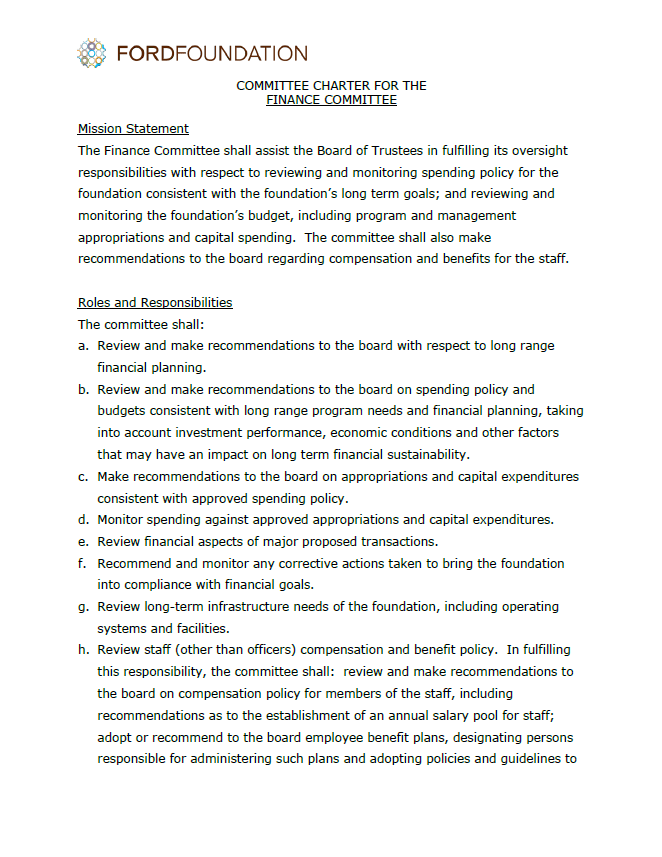 Finance Committee Charter - Ford Foundation