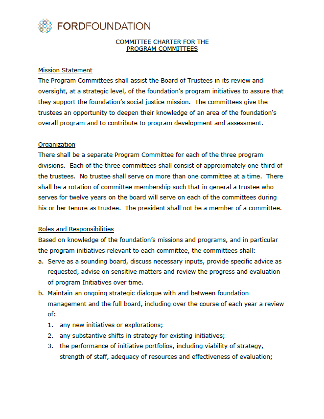 Program Committees' Charter - Ford Foundation