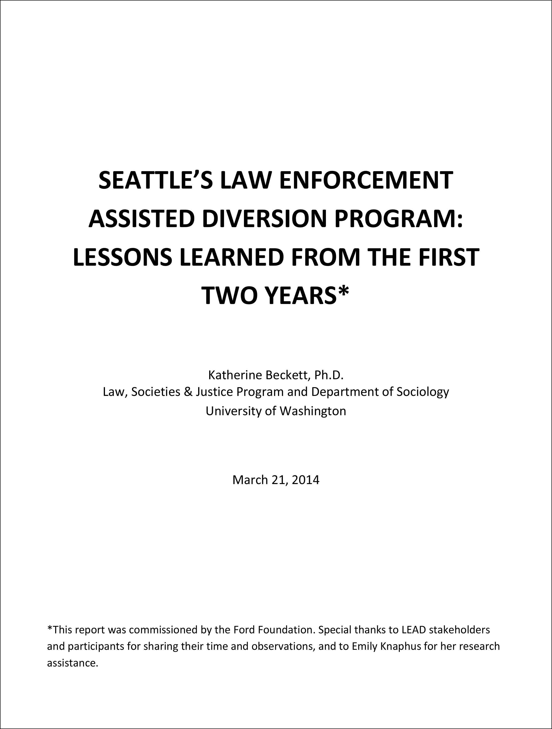 Seattle's Law Enforcement Assisted Diversion Program - Ford Foundation