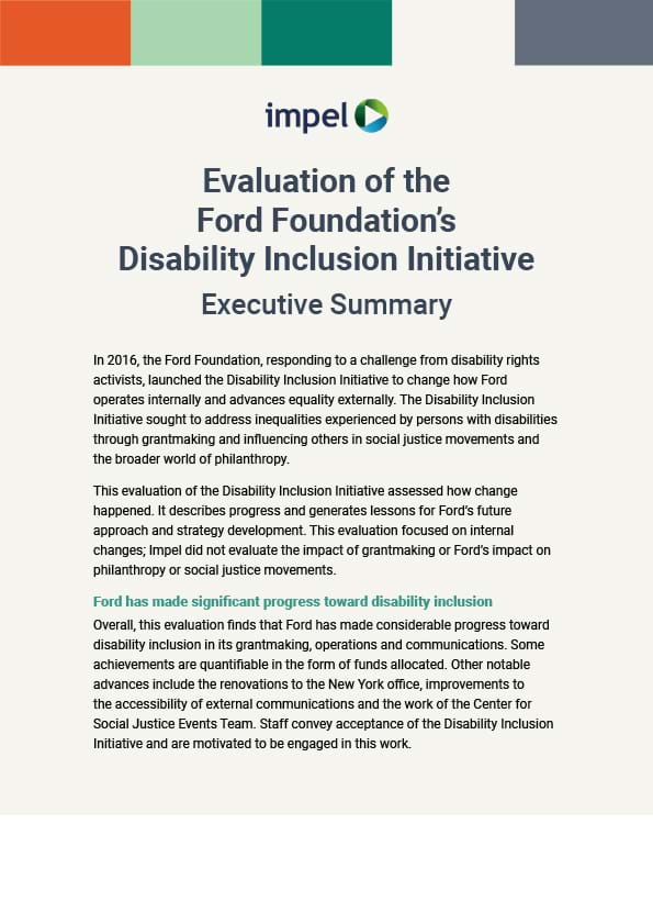Evaluation of Ford’s Disability Inclusion Initiative - Ford Foundation